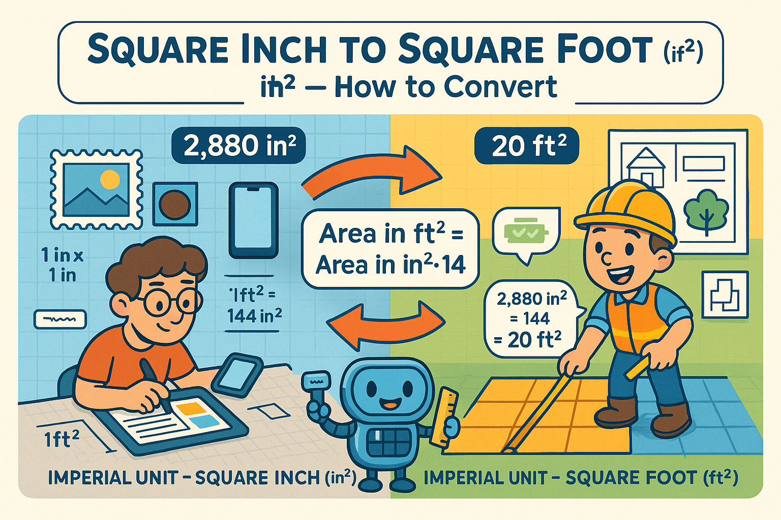 Công cụ chuyển đổi inch vuông sang foot vuông - JetCalculator