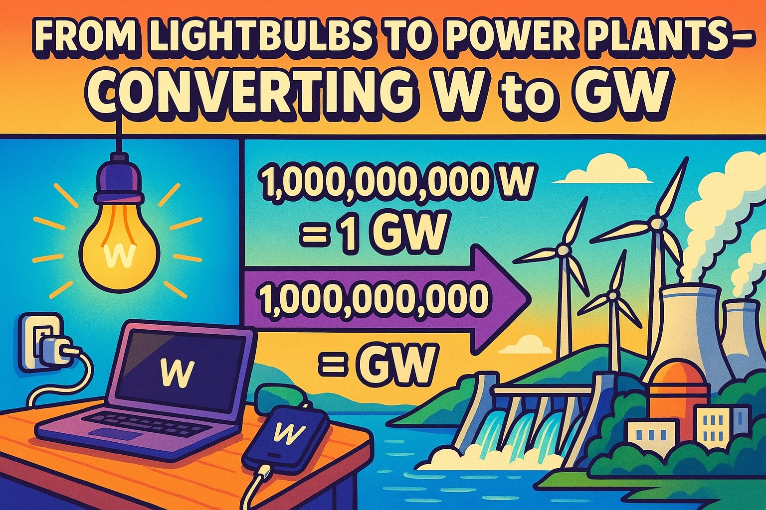 Bộ chuyển đổi Watt sang Gigawatt - JetCalculator